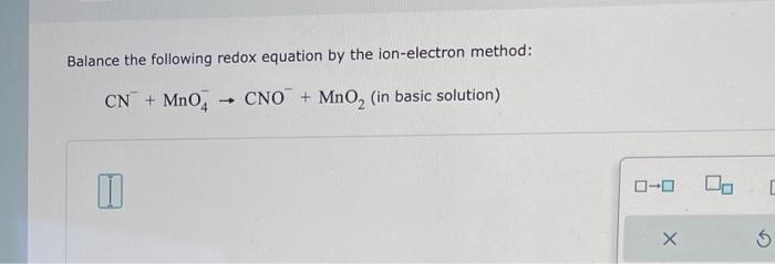 Solved Balance the following redox equation by the | Chegg.com