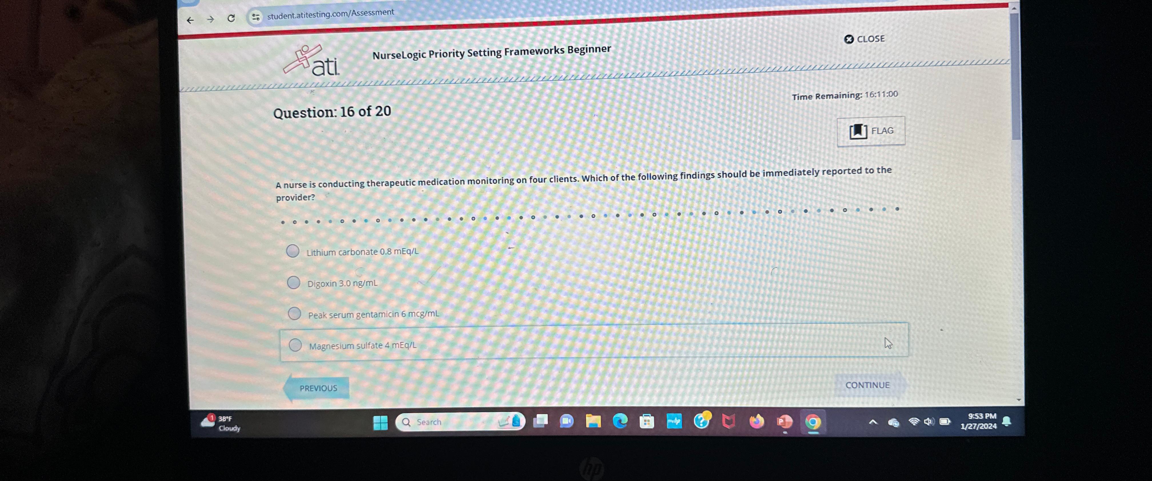 Solved larr→cstudent.atitesting.com/AssessmentNurseLogic | Chegg.com