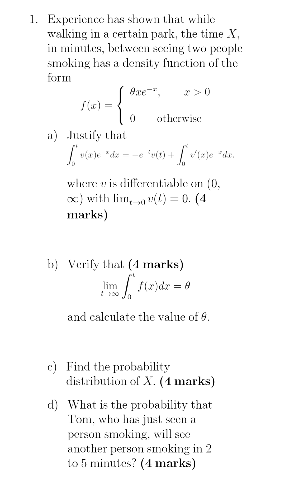 Solved 1. Experience has shown that while walking in a | Chegg.com