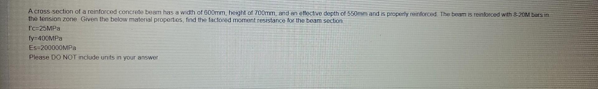 Solved A cross-section of a reinforced concrete beam has a | Chegg.com