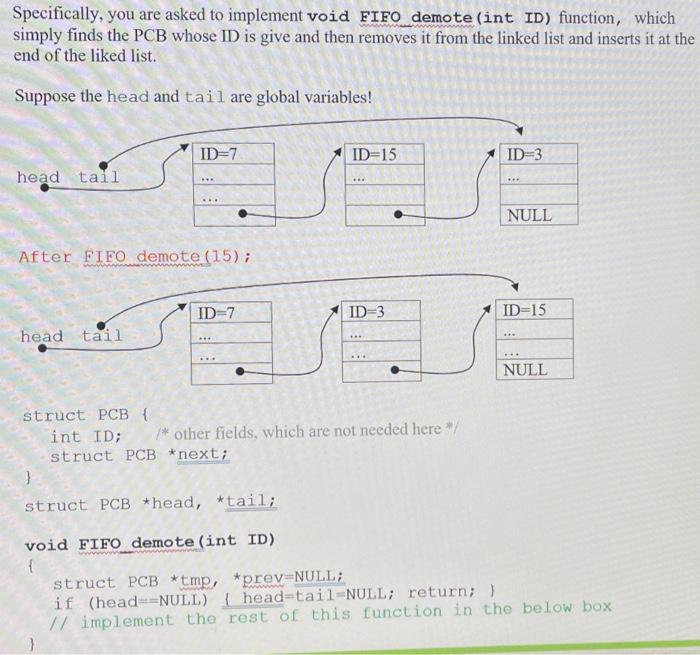 Solved Specifically, you are asked to implement void FIFO | Chegg.com