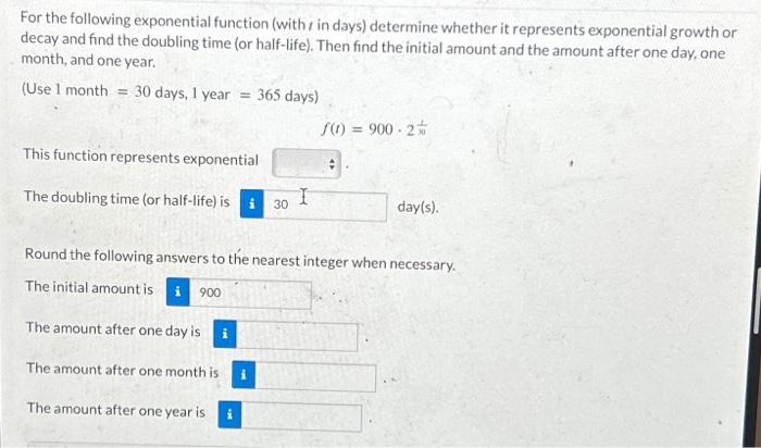 Solved For the following exponential function (with t in | Chegg.com