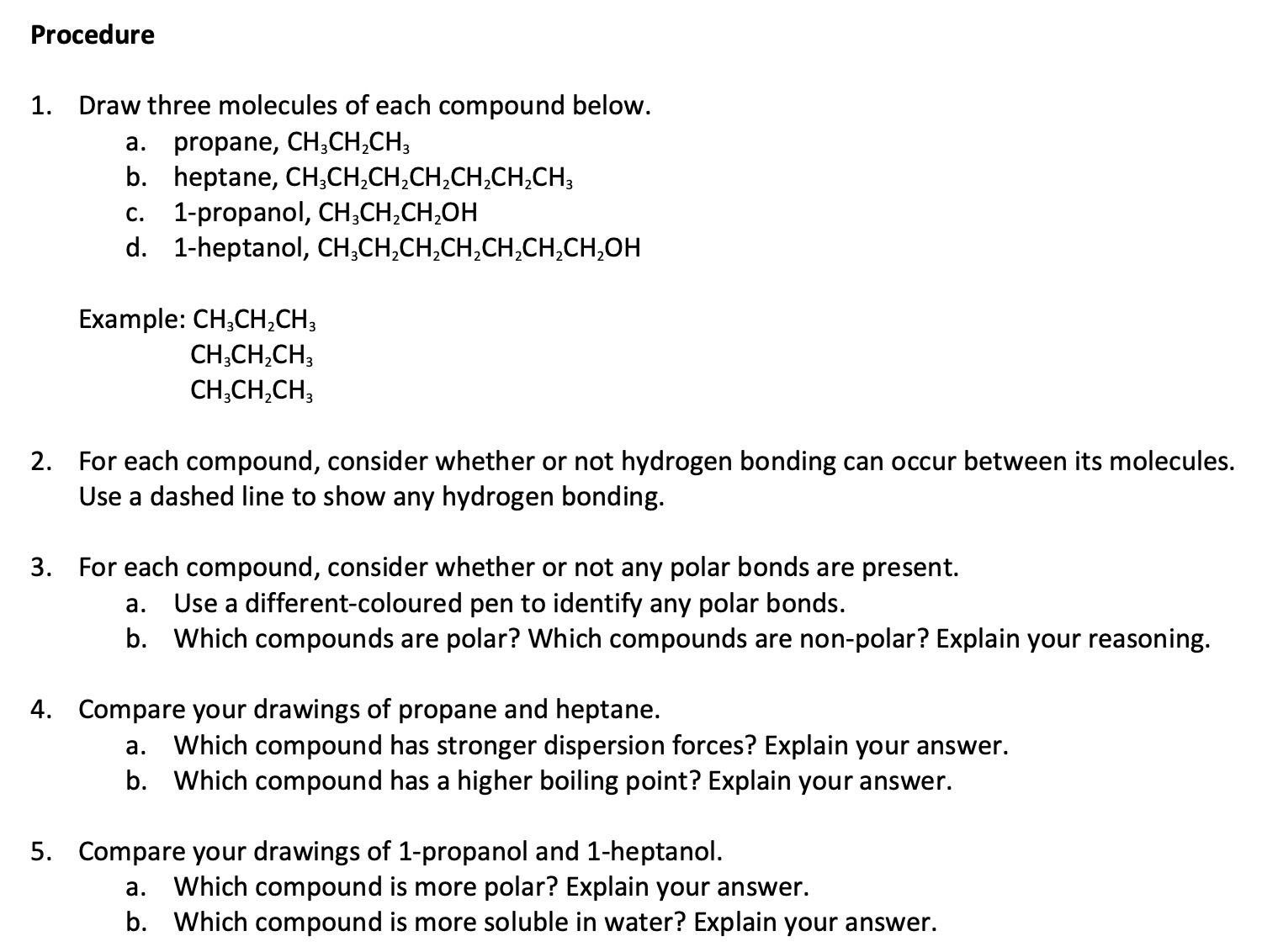 Solved ProcedureDraw three molecules of each compound | Chegg.com