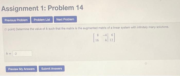 Solved Assignment 1: Problem 14 (1 point) Determine the | Chegg.com