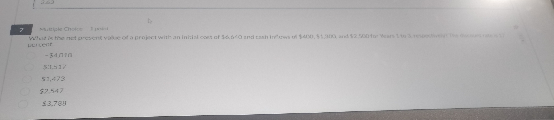 Solved 2.637Multiple Choice1 ﻿point | Chegg.com