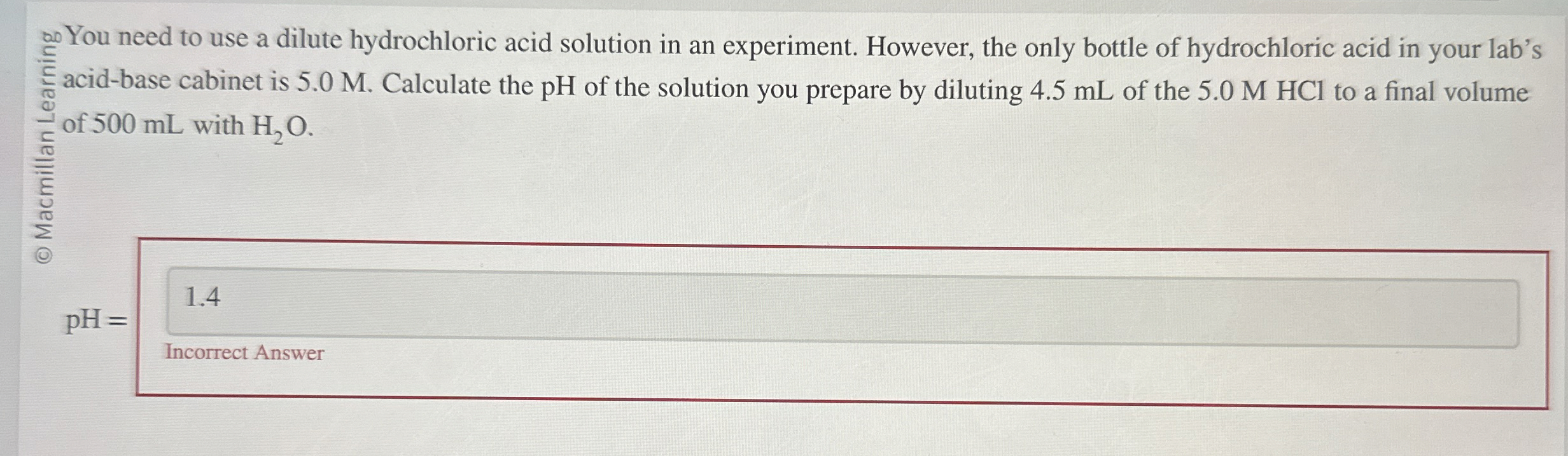 Solved You need to use a dilute hydrochloric acid solution | Chegg.com