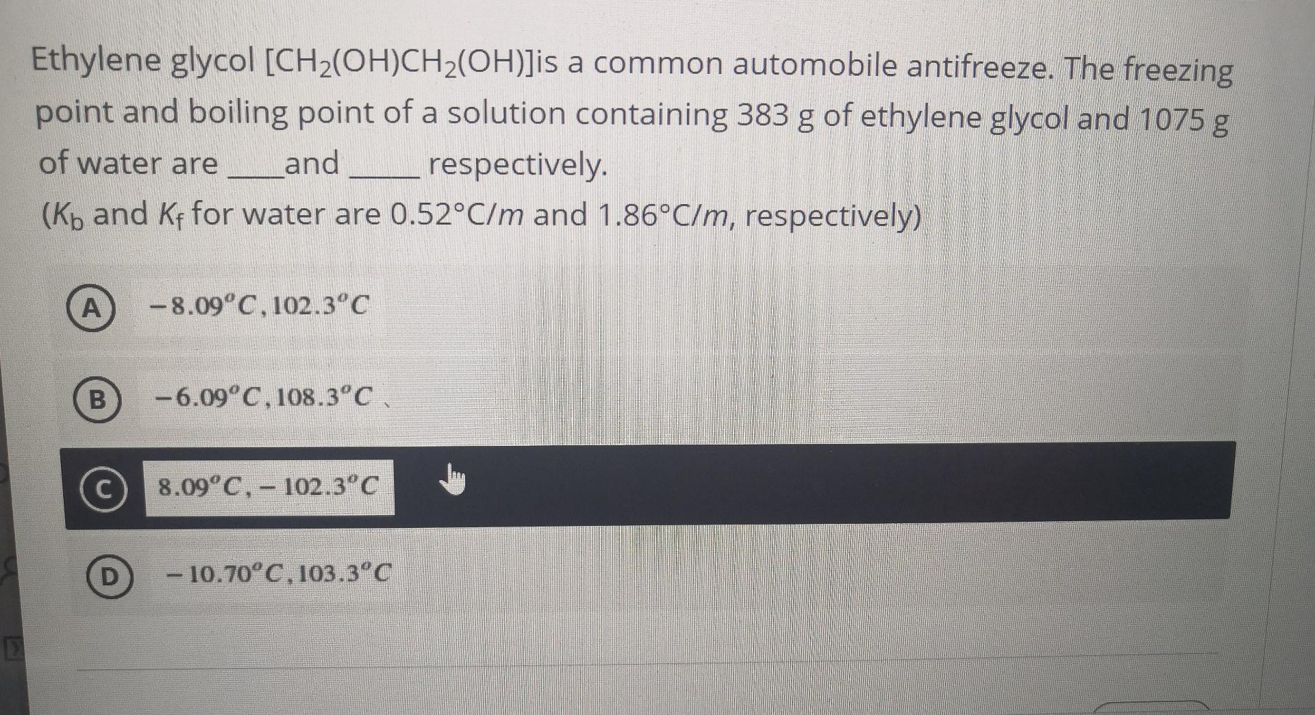 Solved a Ethylene glycol (CH2(OH)CH2(OH)]is a common | Chegg.com