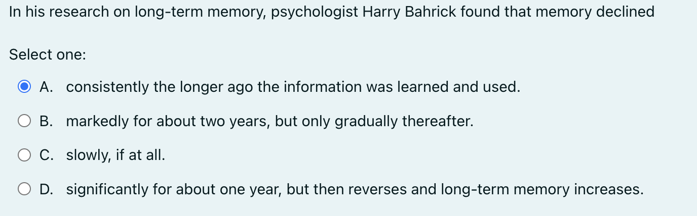 Solved In his research on long-term memory, psychologist | Chegg.com