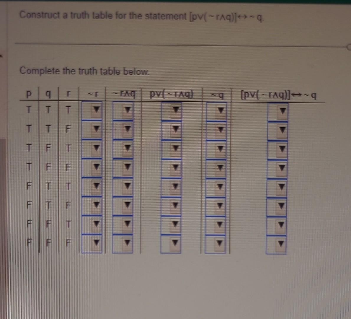 Solved Construct a truth table for the statement | Chegg.com