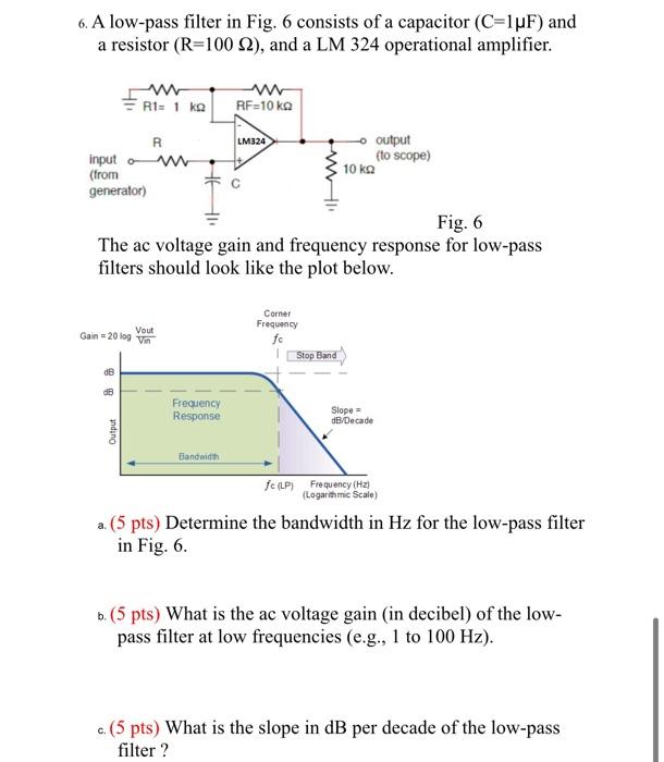 Solved 6. A low-pass filter in Fig. 6 consists of a | Chegg.com