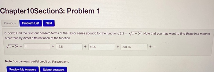 Solved Chapter 10 Section 3: Problem 1 Previous Problem List | Chegg.com