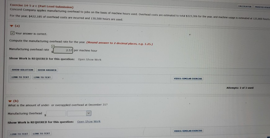Solved CALCULATOR PLINTER VERSE Exercise 14-5 a-c (Part | Chegg.com