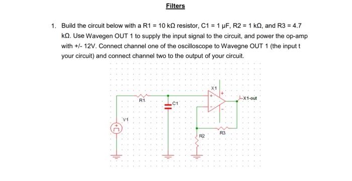Solved 1. Build the circuit below with a R1=10kΩ resistor, | Chegg.com