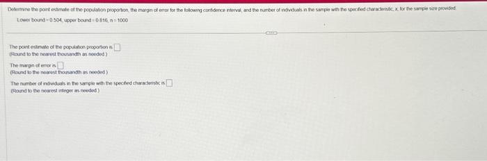 Solved towes bound =0.504. upper bound =0 816, n=1060 The | Chegg.com