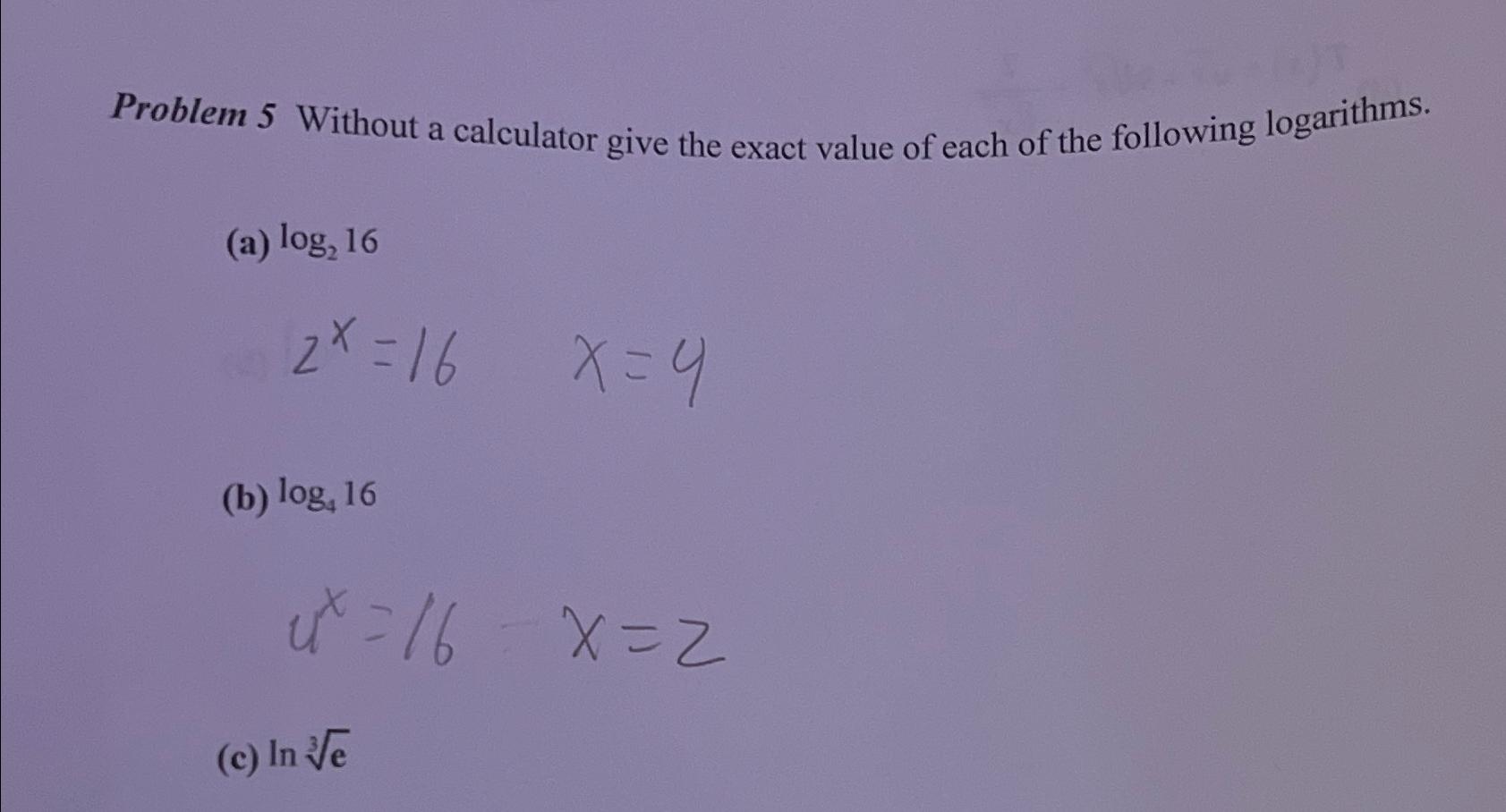 Solved Problem 5 ﻿Without a calculator give the exact value | Chegg.com