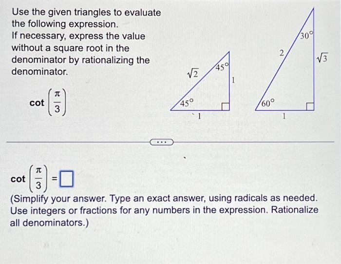 Solved Use the given triangles to evaluate the following | Chegg.com