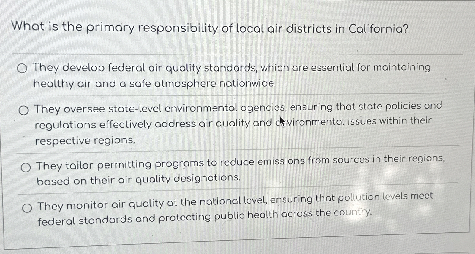 Solved What is the primary responsibility of local air | Chegg.com