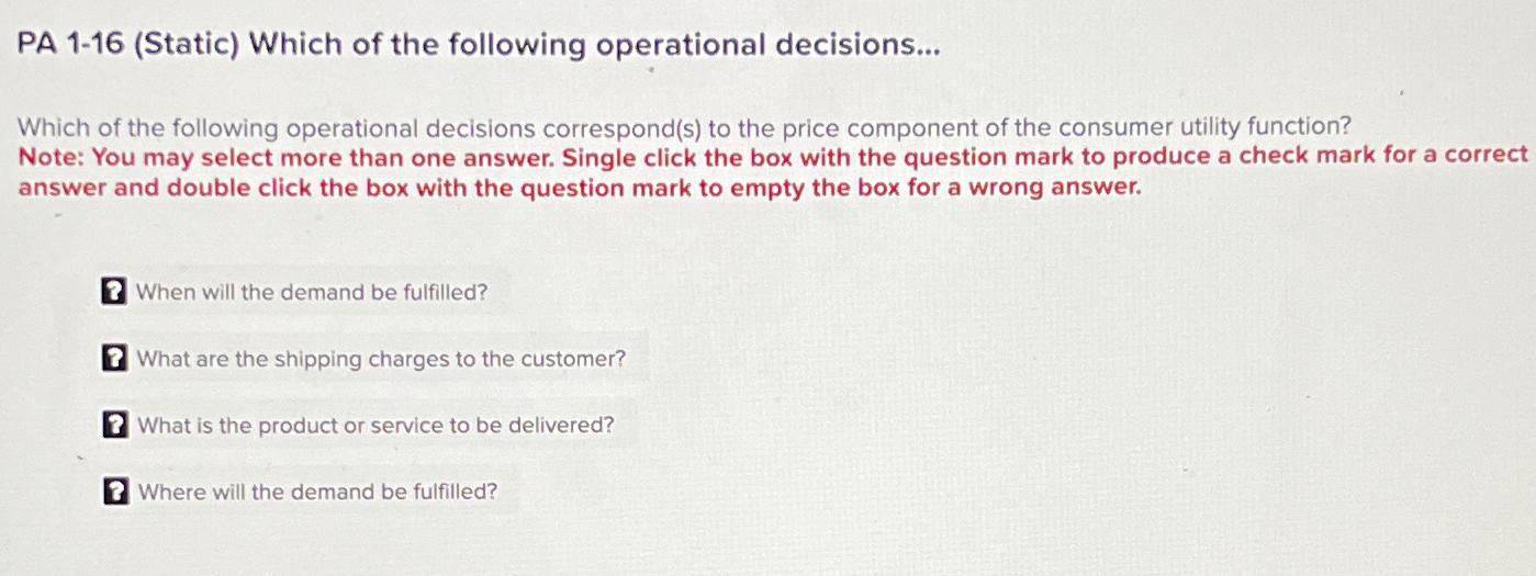 Solved PA 1-16 (Static) ﻿Which of the following operational | Chegg.com