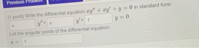 Solved (1 point) Write the differential equation | Chegg.com