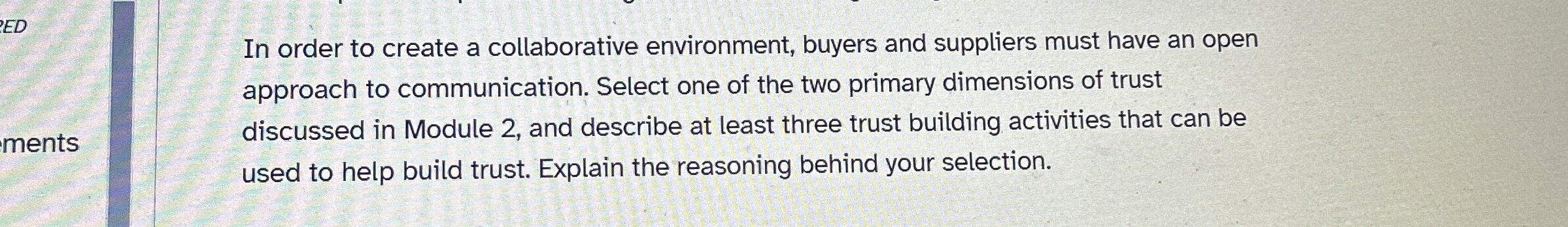 Solved In order to create a collaborative environment, | Chegg.com