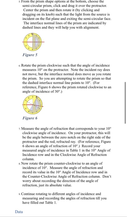 Solved 6 shows an angle of refraction of 10°.) Kecord your | Chegg.com