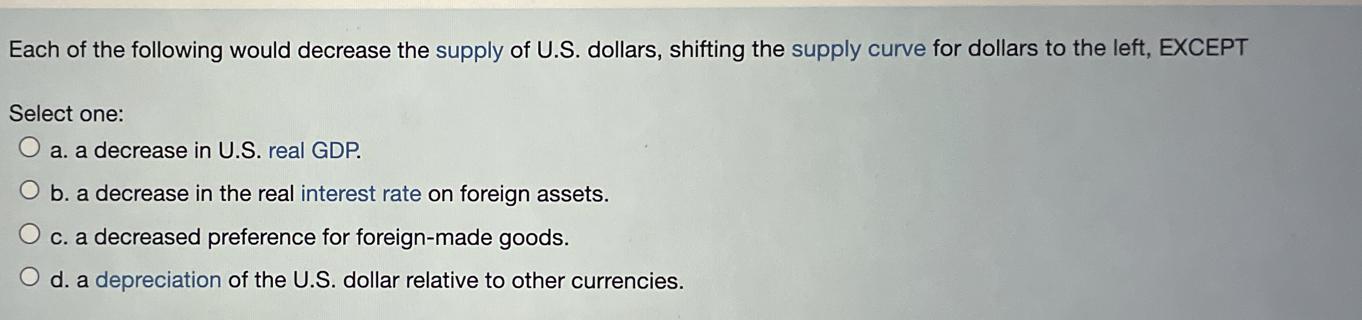 Solved Each of the following would decrease the supply of | Chegg.com