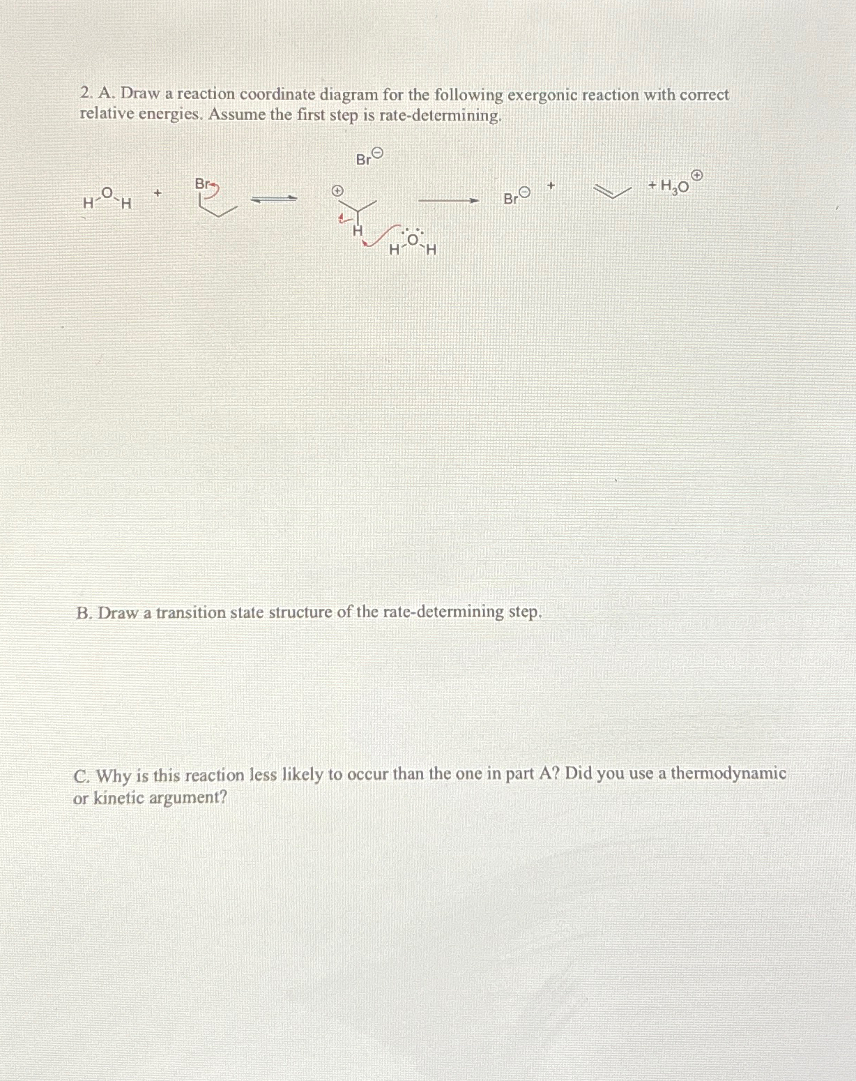 Solved A. ﻿Draw a reaction coordinate diagram for the | Chegg.com