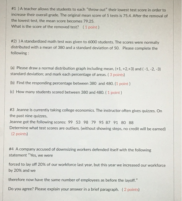 Solved #1 ) A teacher allows the students to each "throw | Chegg.com
