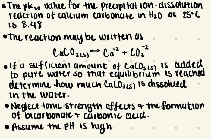 Solved •The pk so value for the precipitation-dissolution | Chegg.com