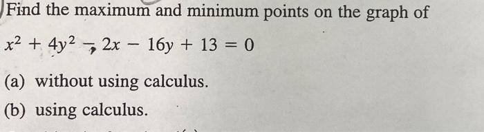 Find the maximum and minimum points on the graph of | Chegg.com