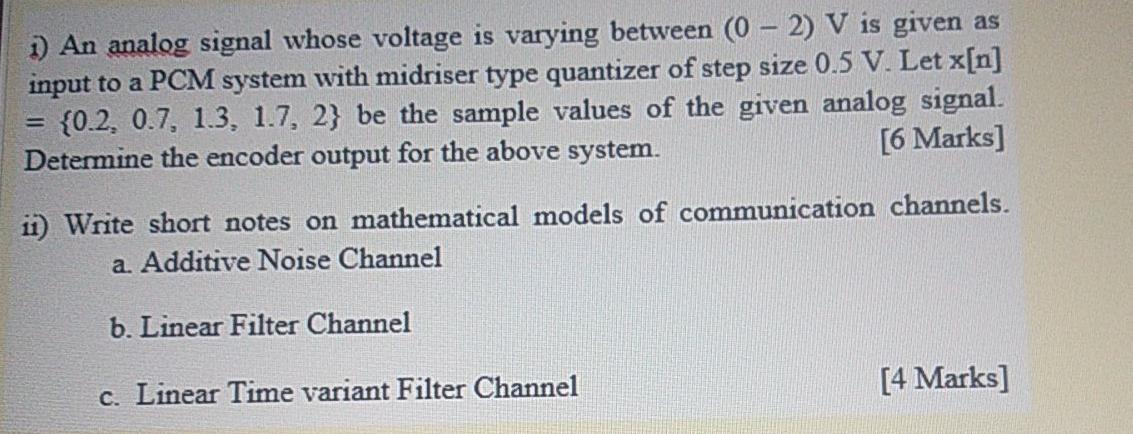 Solved I An Analog Signal Whose Voltage Is Varying Between 7352