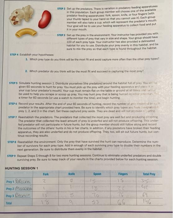 EXERCISE 2 NATURAL SELECTION ACTIVITY Work in a small | Chegg.com