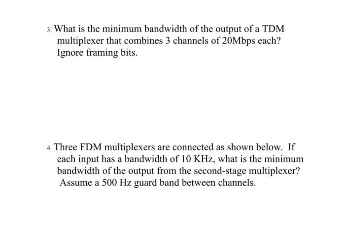 Solved 3. What is the minimum bandwidth of the output of a | Chegg.com