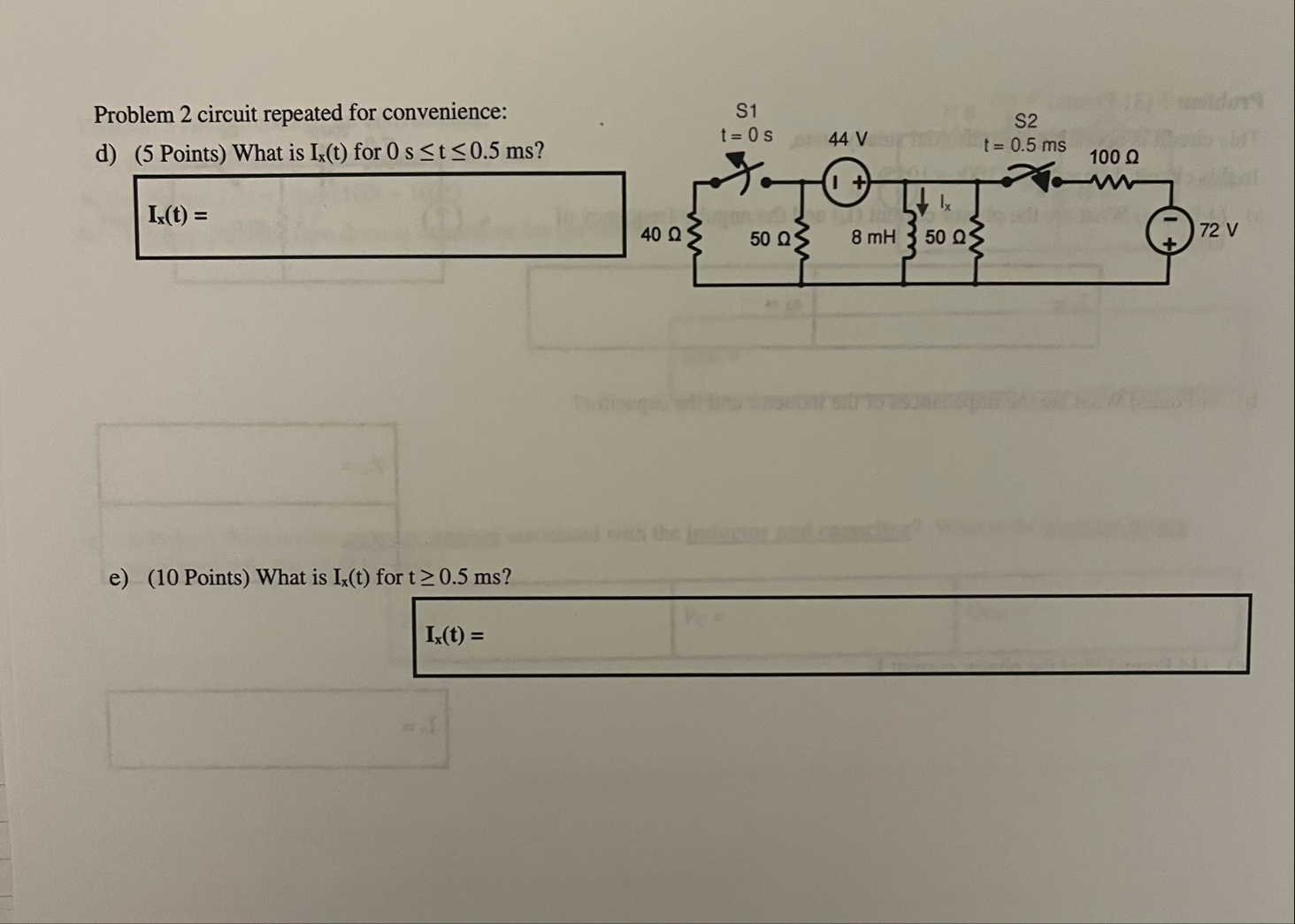 Solved Problem 2 ﻿circuit repeated for convenience:d) (5 | Chegg.com