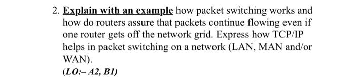Solved 2. Explain with an example how packet switching works | Chegg.com