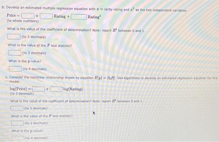 Solved b. Develop an estimated multiple regression equation | Chegg.com