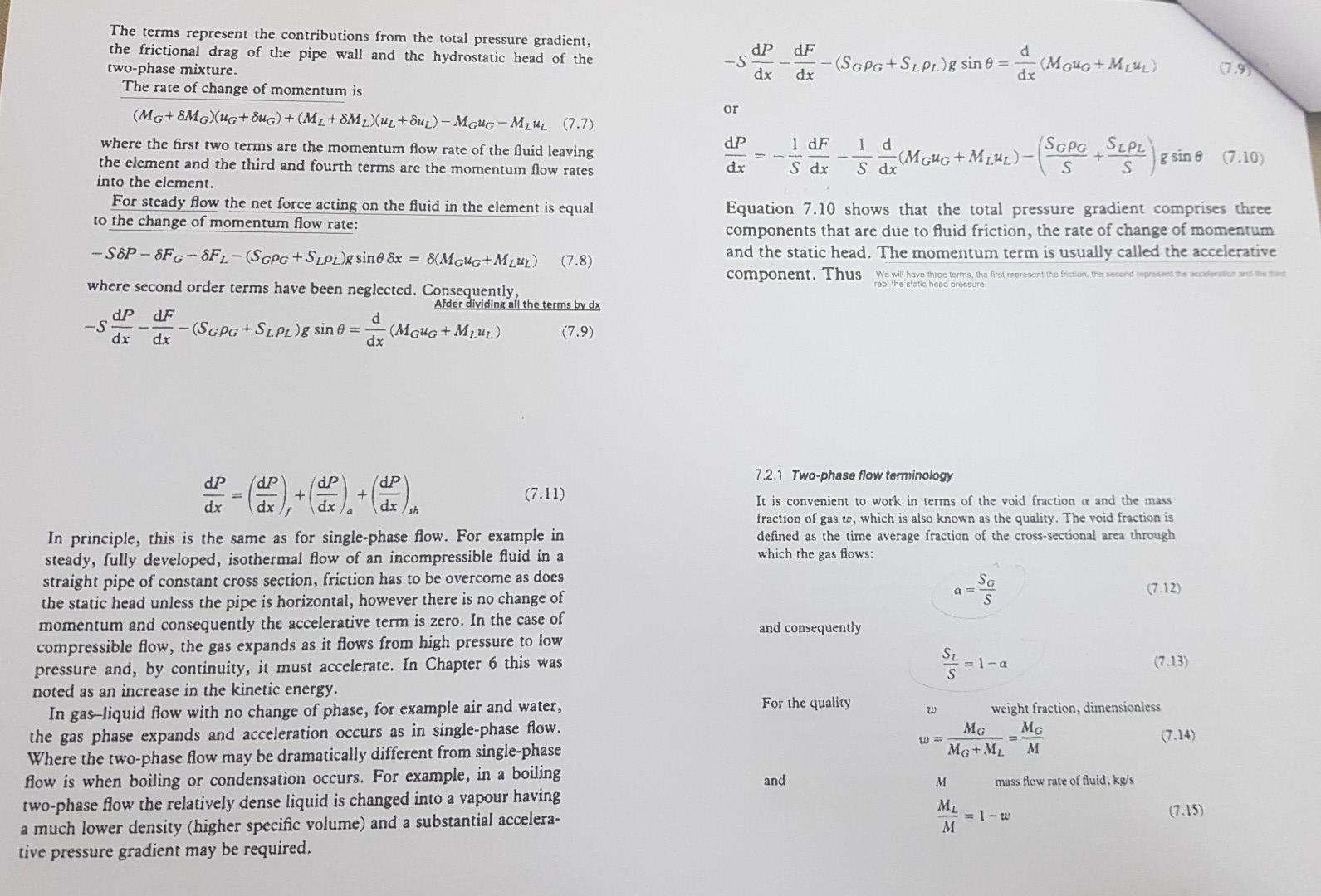 Figure 7.6 illustrates a gas-liquid two-phase flow | Chegg.com