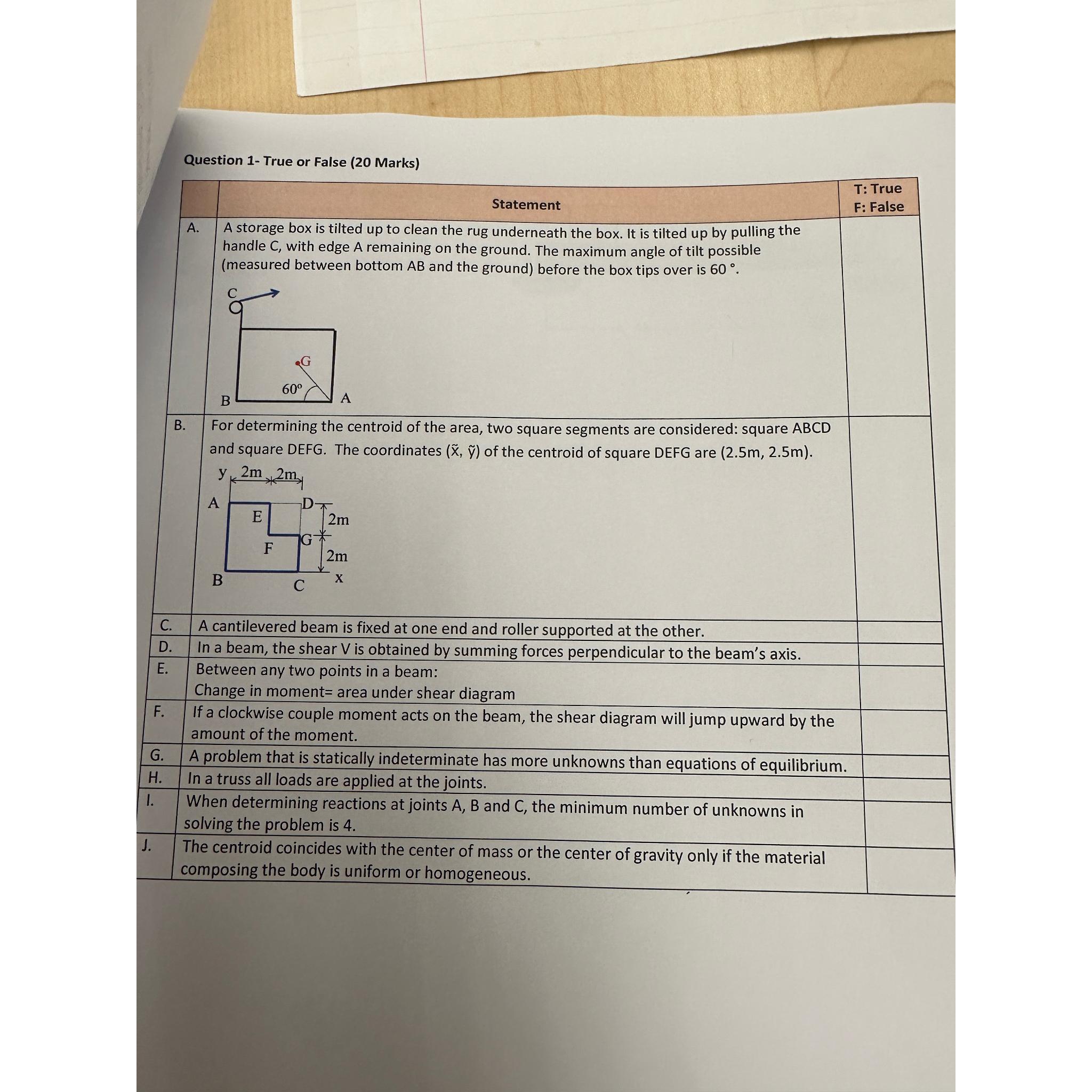 Solved Question 1- ﻿True or False (20 | Chegg.com