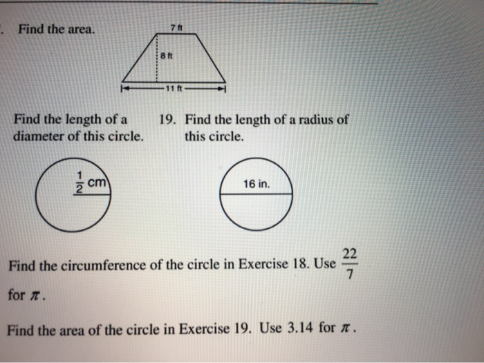Solved Find the area. Find the length of a diameter of this | Chegg.com