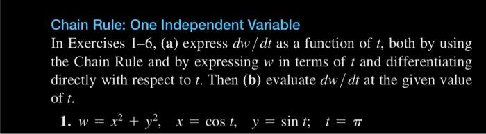 Solved Chain Rule: One Independent Variable In Exercises | Chegg.com