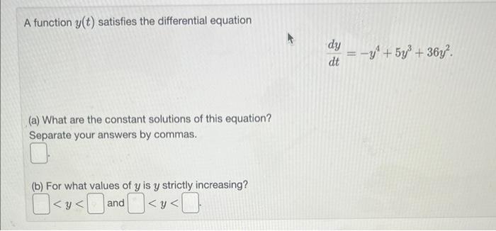 Solved A function y(t) satisfies the differential equation | Chegg.com