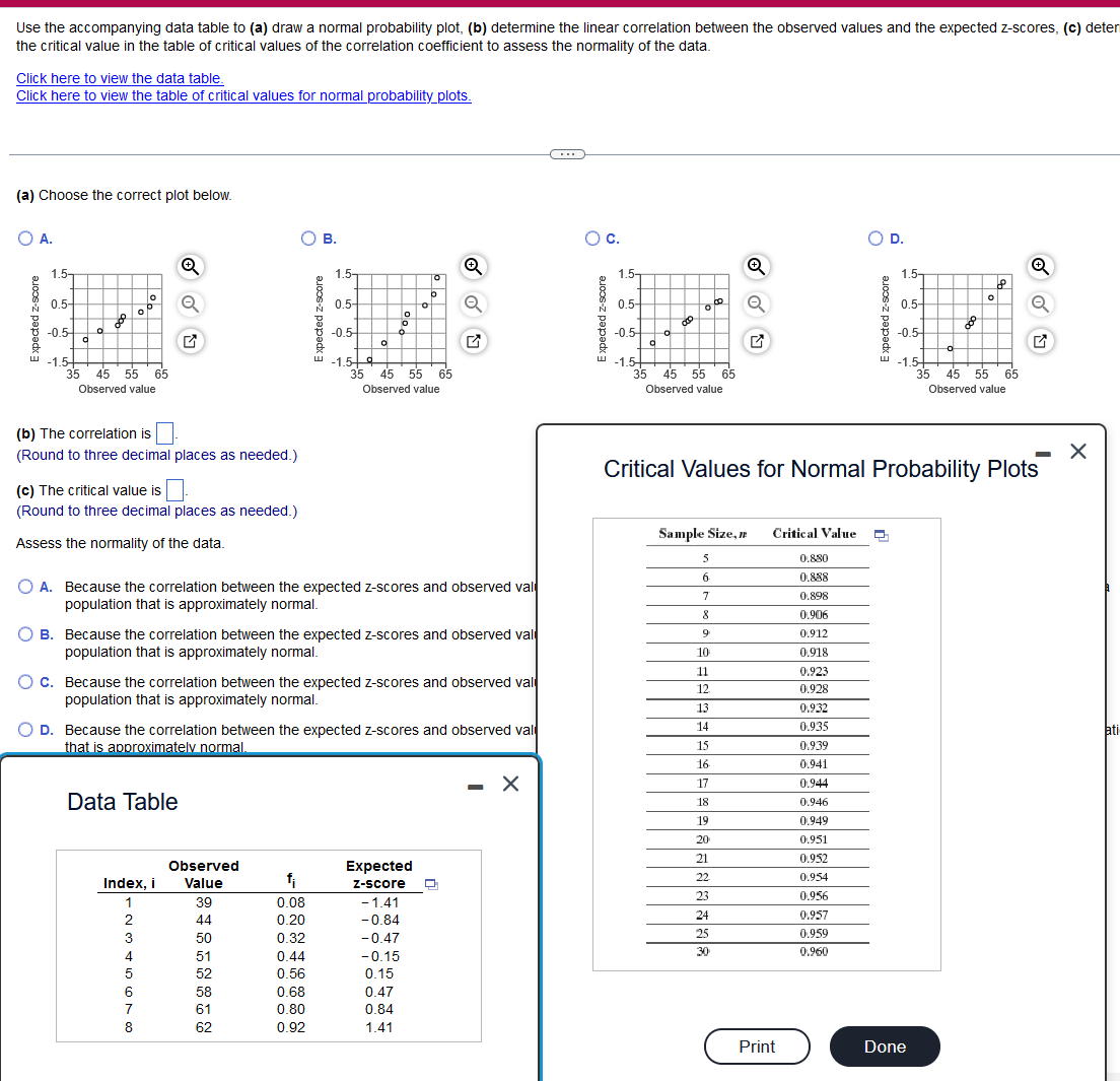Solved (c) ﻿The critical value is(Round to three decimal | Chegg.com