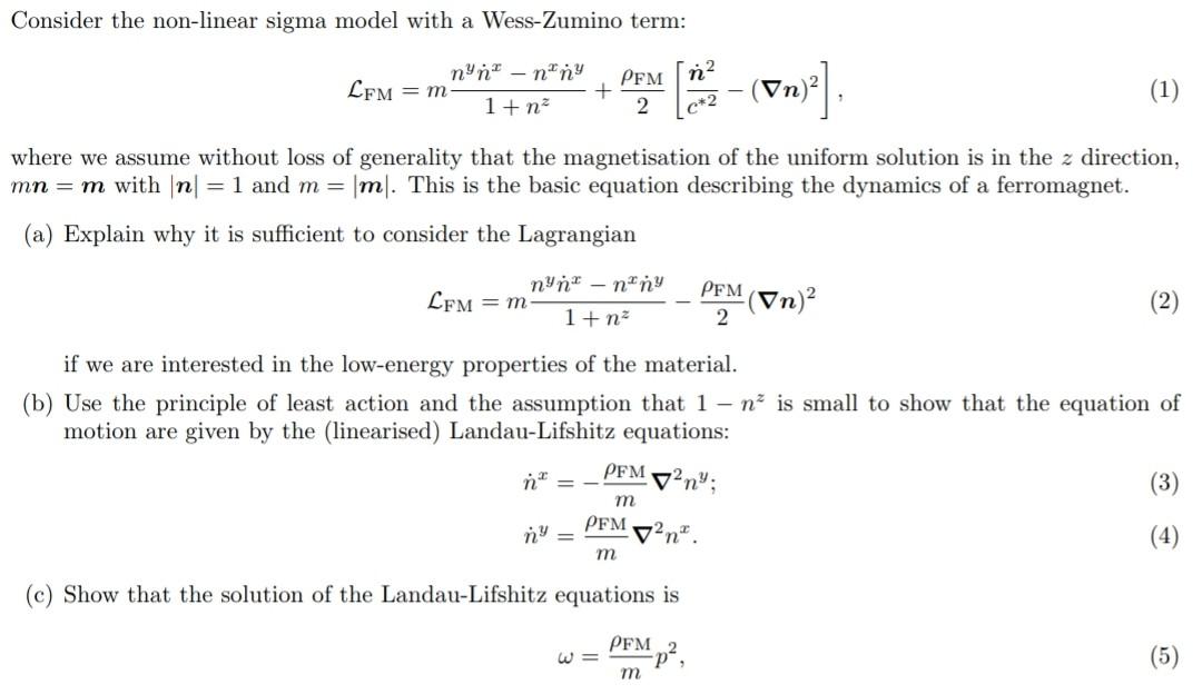 Solved Consider the non-linear sigma model with a | Chegg.com