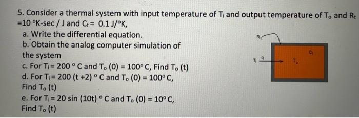 Solved 5. Consider a thermal system with input temperature | Chegg.com