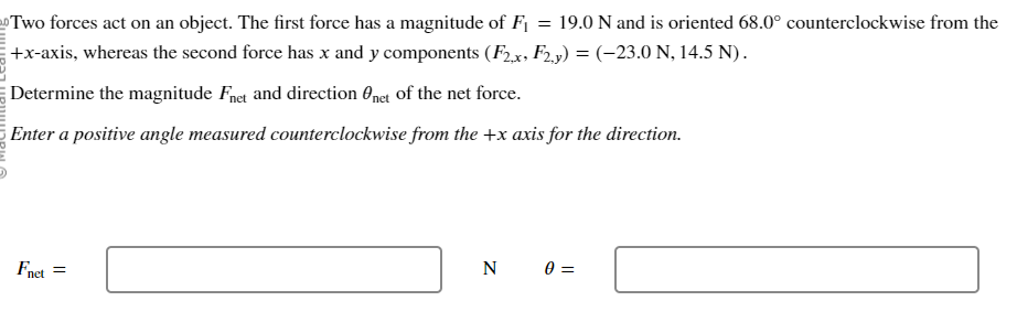 ∞ ﻿two Forces Act On An Object The First Force Has