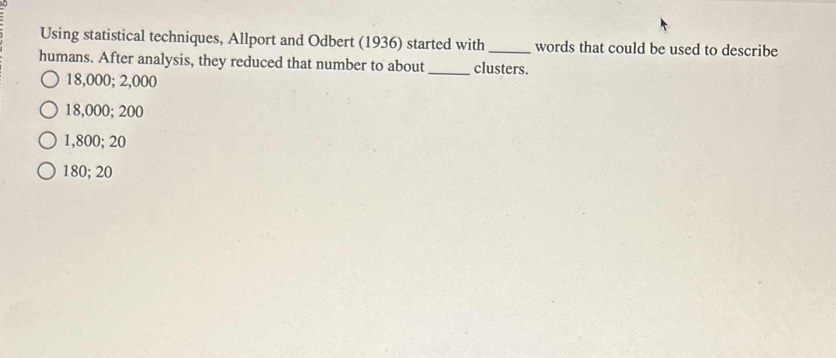 High Quality SOLUTION Using statistical techniques, Allport and Odbert ...