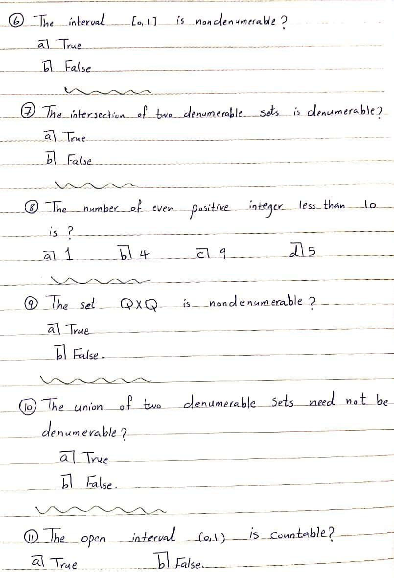 Solved [o, 1] is_non denumerable ? 6 The interval a True 6 | Chegg.com