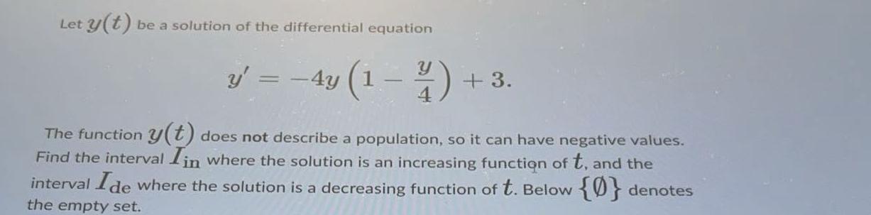 Solved Let y(t) be a solution of the differential | Chegg.com