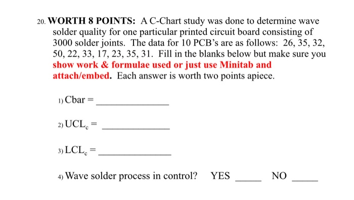 Solved 20. WORTH 8 POINTS: A C-Chart study was done to | Chegg.com