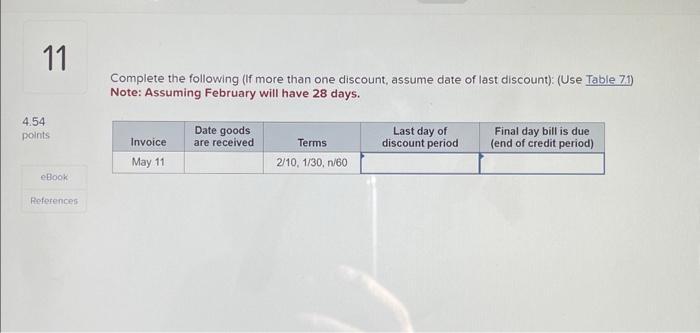Solved Complete the following (If more than one discount, | Chegg.com